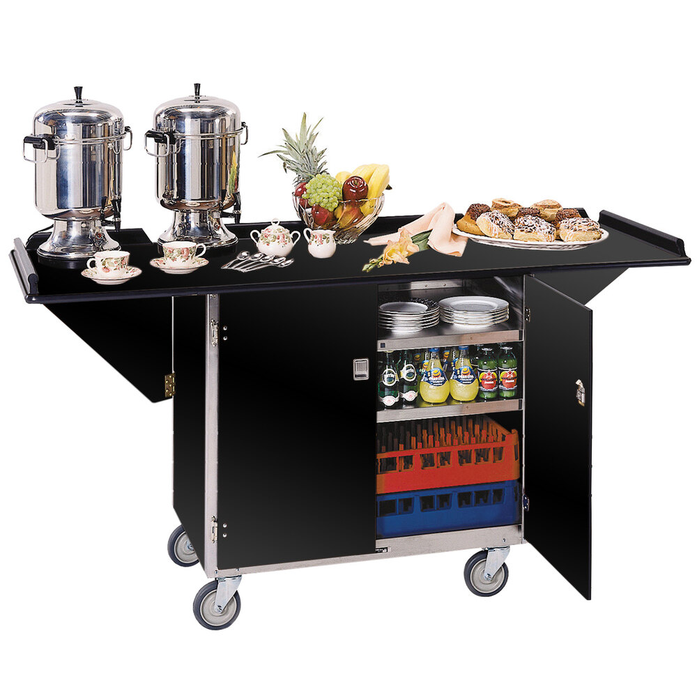 Lakeside 675B Stainless Steel Drop-Leaf Beverage Service Cart with 3 ...