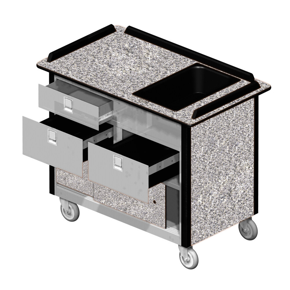 Lakeside 69030GS Stainless Steel Beverage Service Cart with 3 Drawers ...