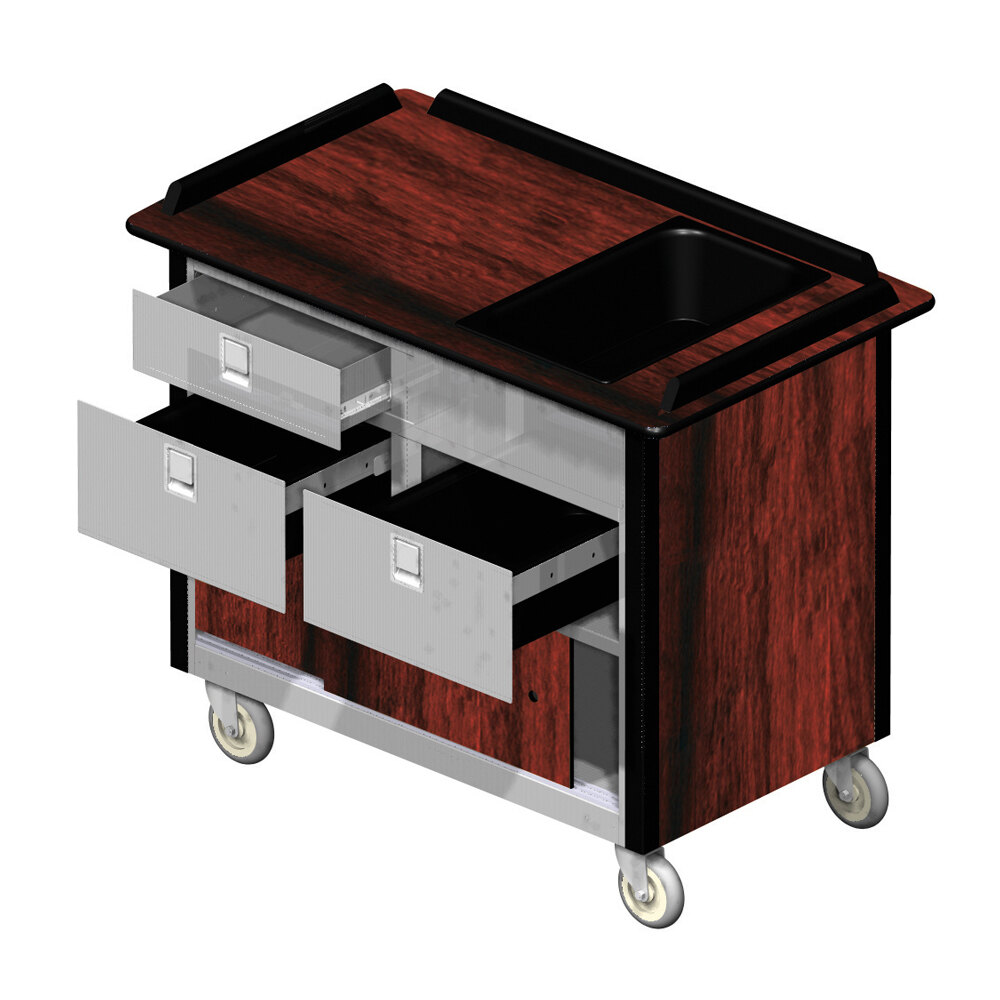 Lakeside 69030RM Stainless Steel Beverage Service Cart with 3 Drawers ...