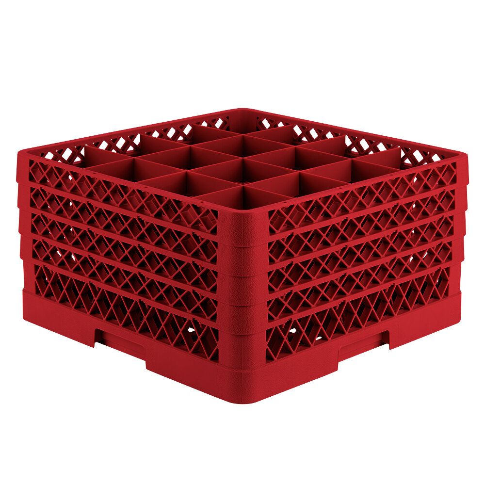 Vollrath TR8DDDA Traex® Full-Size Red 16-Compartment 9 7/16" Glass Rack ...