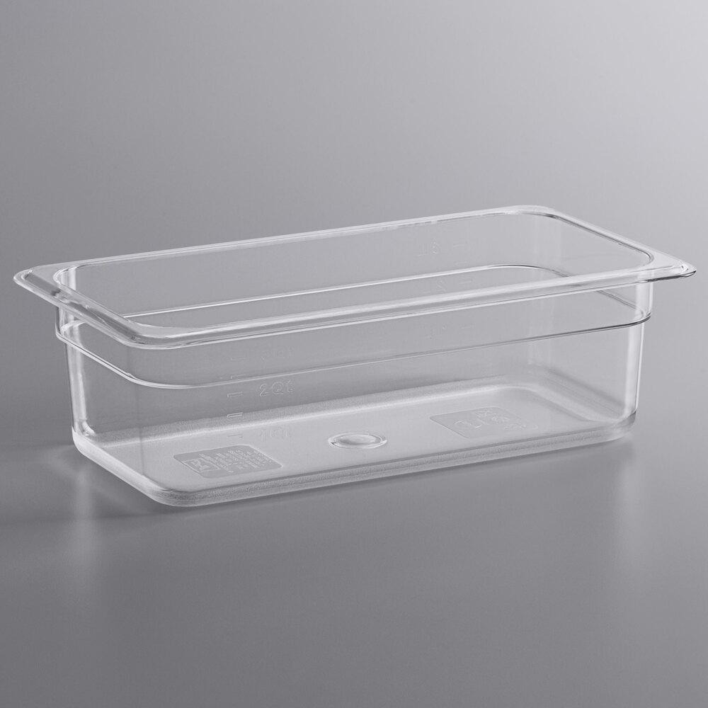 1/3 Size Clear Polycarbonate Food Pan - 4" Deep