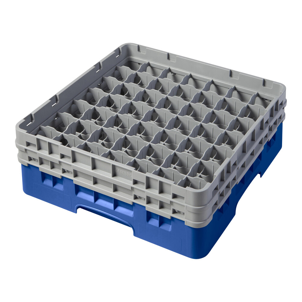 Cambro 49S434168 Blue Camrack Customizable 49 Compartment 5 1/4" Glass ...