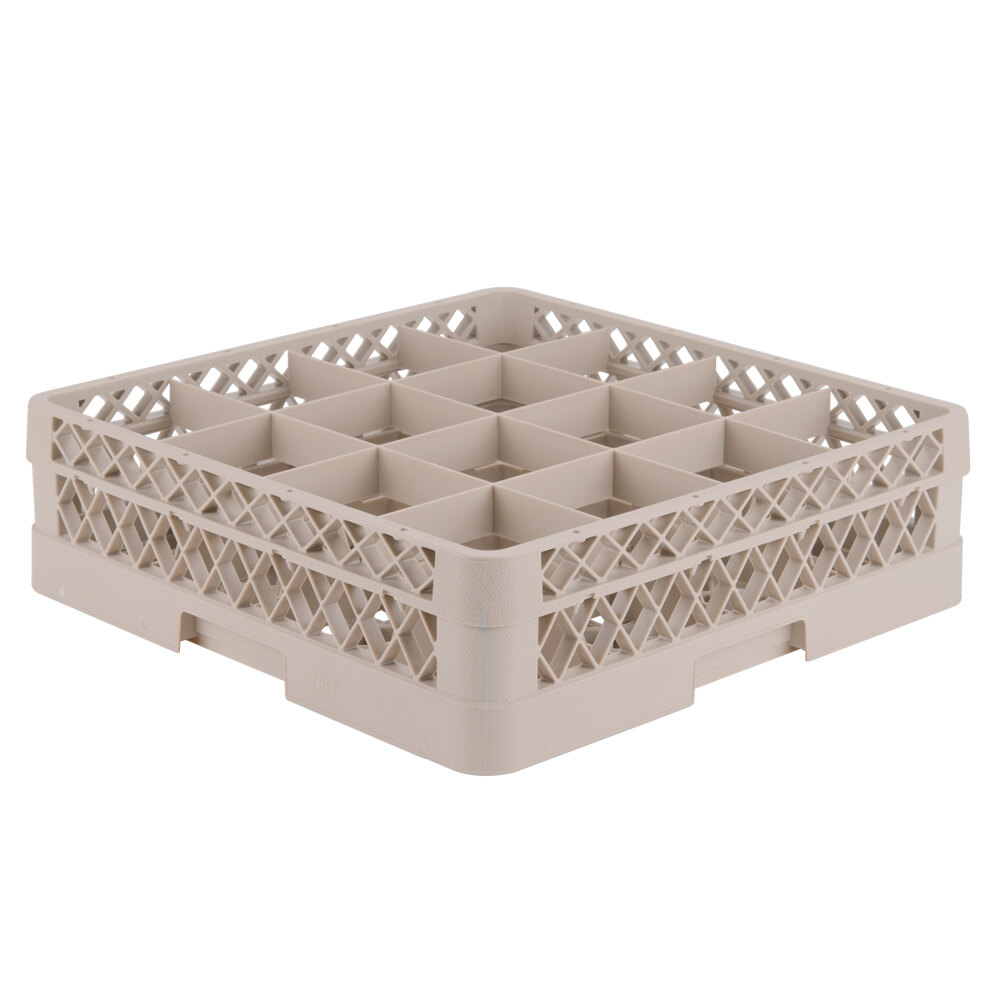 Vollrath TR8D Traex® Full-Size Beige 16-Compartment 4 13/16" Glass Rack