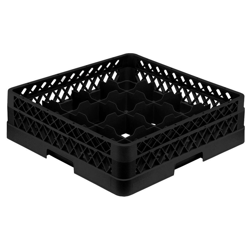 Vollrath TR8A Traex® Full-Size Black 16-Compartment 4 13/16" Glass Rack ...