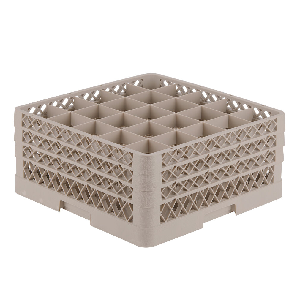 Vollrath TR6BBB Traex® Full-Size Beige 25-Compartment 7 7/8" Glass Rack