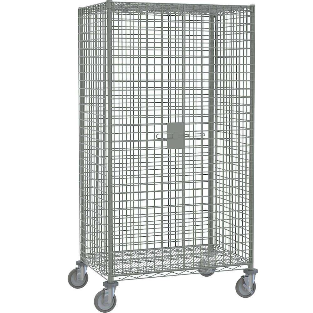 Metro SEC56DC Chrome Mobile Standard Duty Wire Security Cabinet - 65" x ...