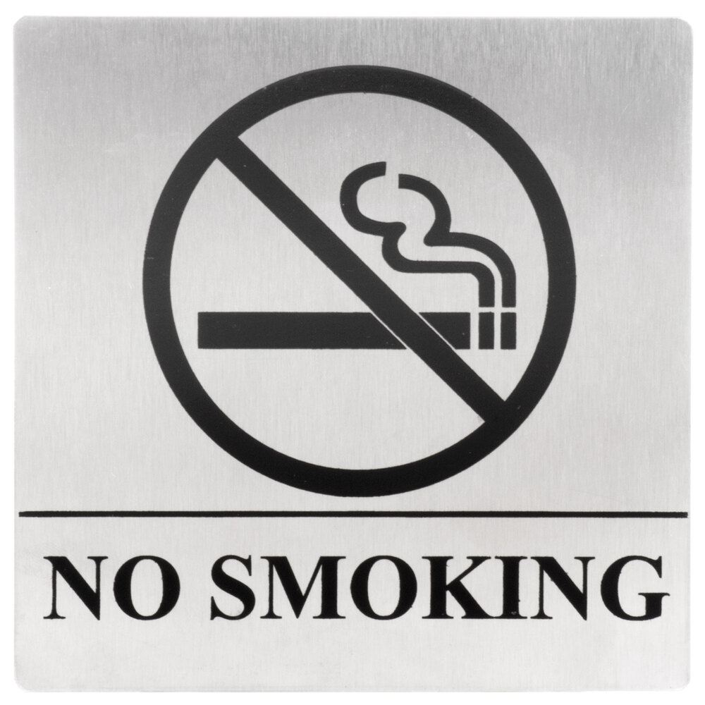Tablecraft B14 No Smoking Sign - Stainless Steel, 5" x 5"