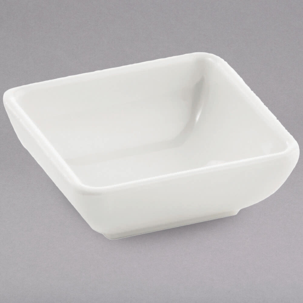 TableCraft MB21 Frostone 2 oz. White Square Melamine Sauce Bowl