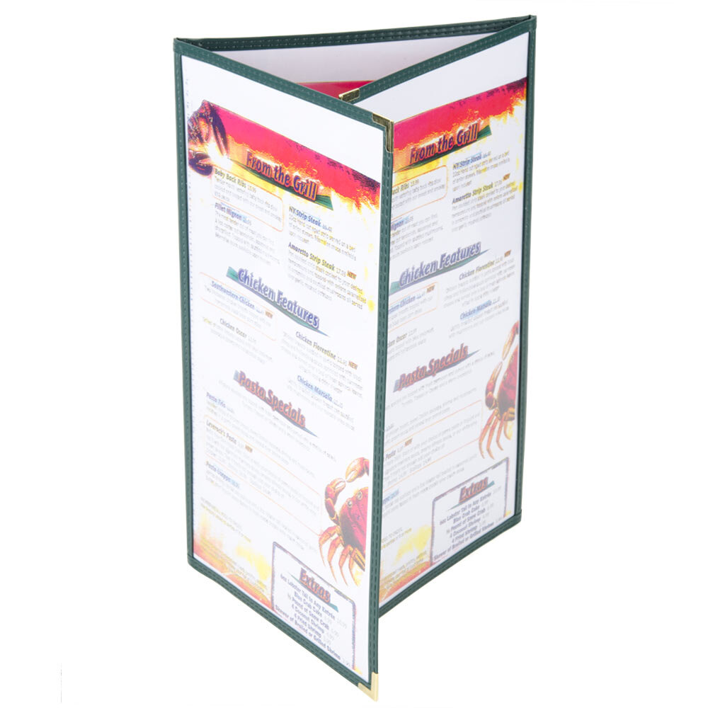 Menu Solutions SE330D-GREEN 8 1/2" x 14" Green Triple Panel Folding ...