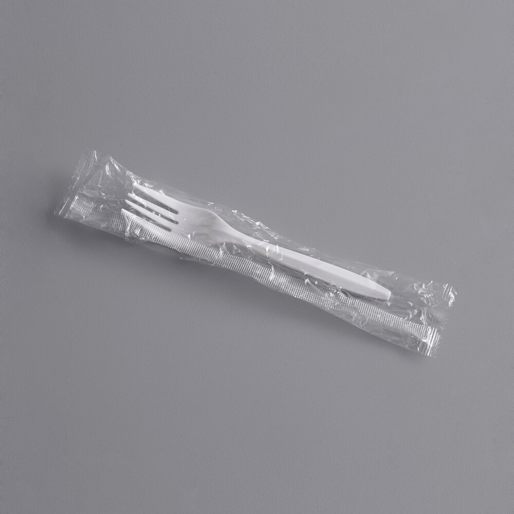 Choice Individually Wrapped Medium Weight White Plastic Fork - 1000/Case