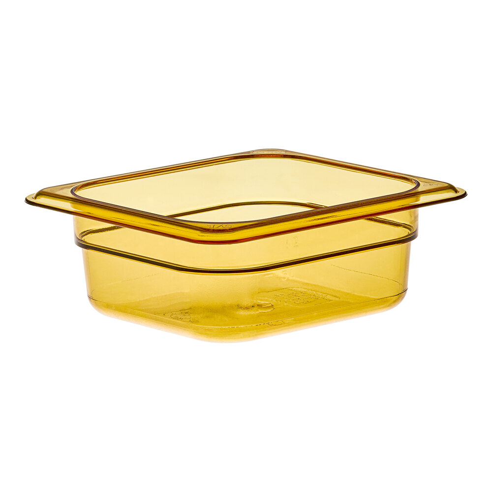 Cambro 62HP150 H-Pan™ 1/6 Size Amber High Heat Plastic Food Pan - 2 1/2 ...