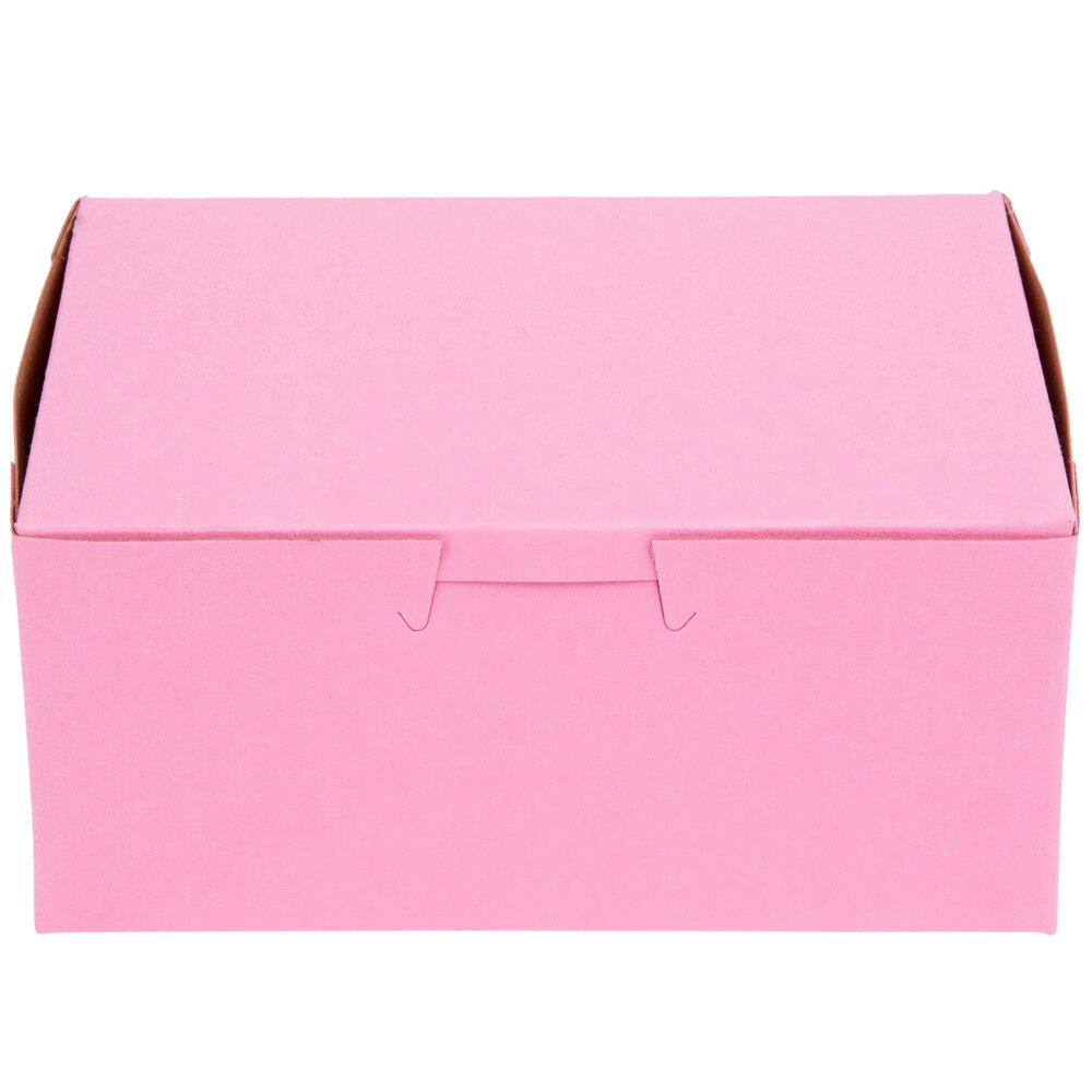 6 1/2" x 4" x 2 3/4" Pink Bakery Box - 250/Bundle