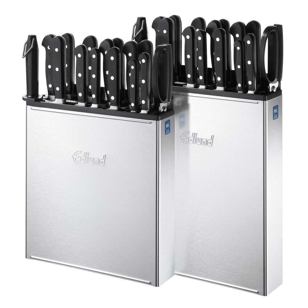Edlund KR-700 10-Slot Enclosed Stainless Steel Knife Rack with Closed Back