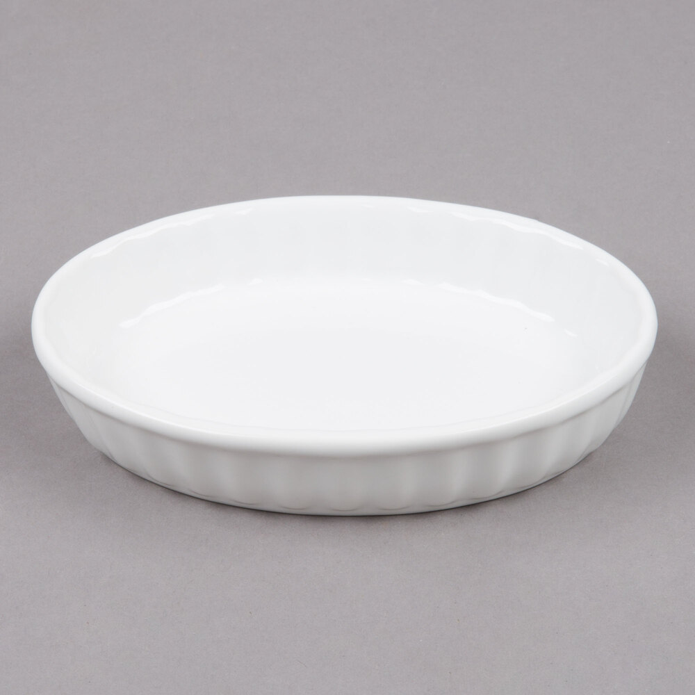 Tuxton BWK-0602 6 oz. White Oval Fluted China Souffle / Creme Brulee ...