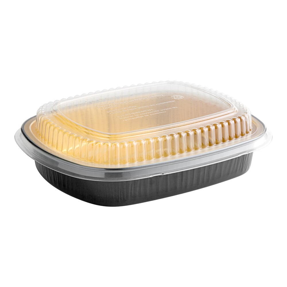 Ovenable Take & Bake Medium Gold Foil Takeout Pan w/ Lid