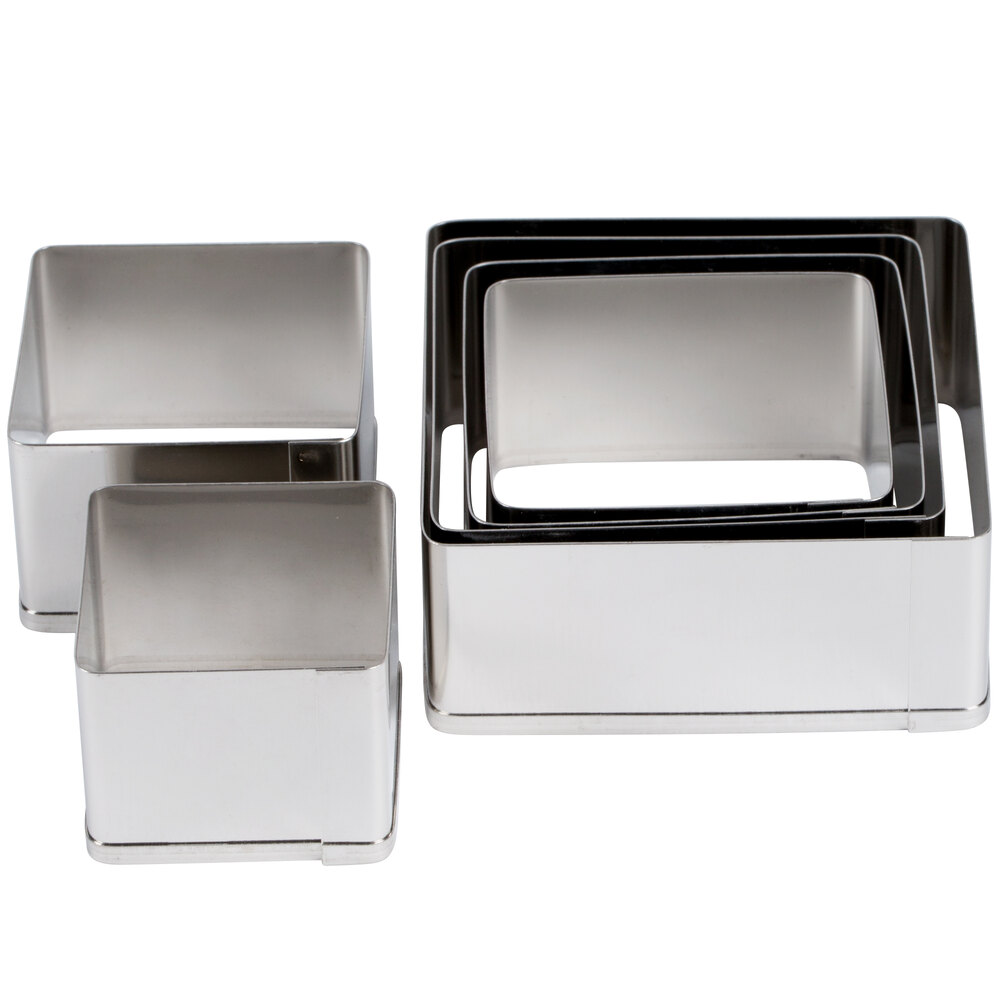 Ateco 5253 6-Piece Stainless Steel Plain Square Cutter Set