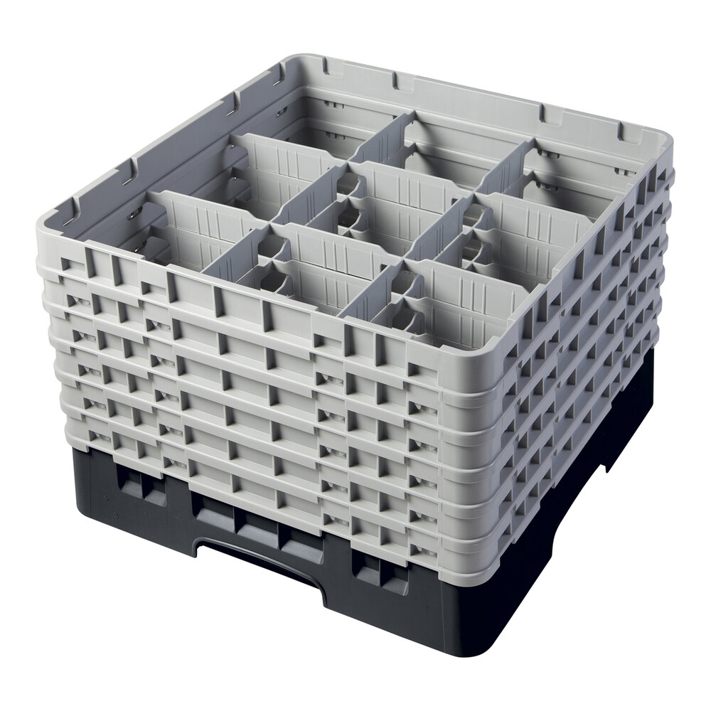 Cambro 9S1114110 Black Camrack Customizable 9 Compartment 11 3/4" Glass ...