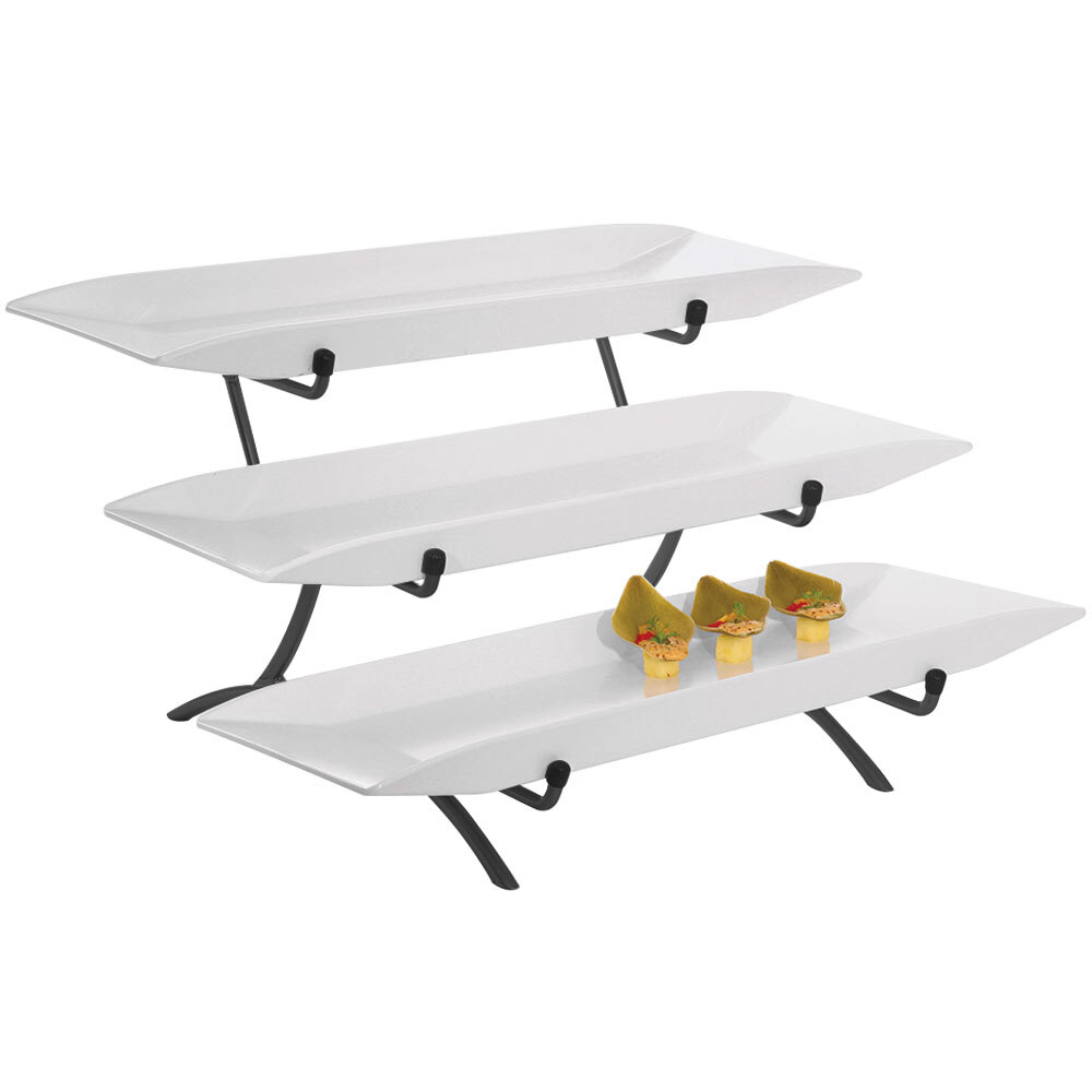 Cal-Mil SR1033-13 Black Three Tier Metal Incline Stand with Melamine ...