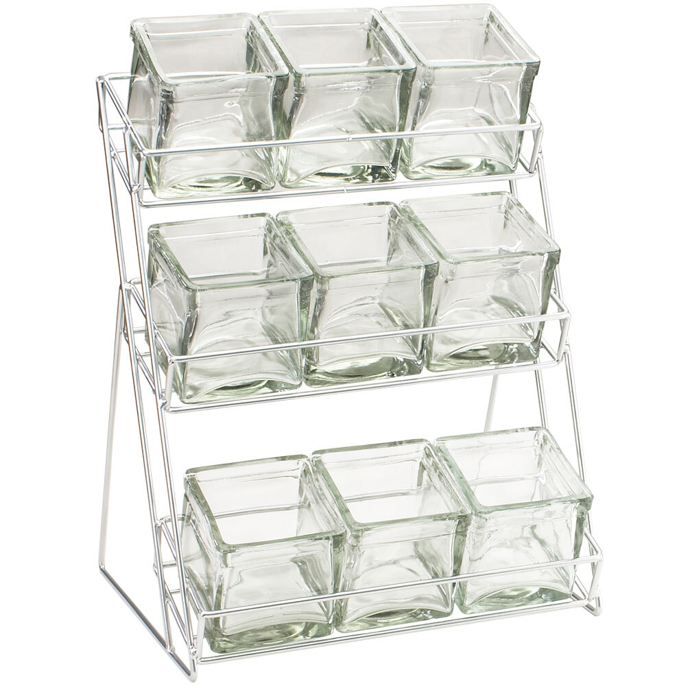 Cal-Mil 1812-39 Iron Three Tier Platinum Nine Jar Display - 13" x 9 1/2 ...