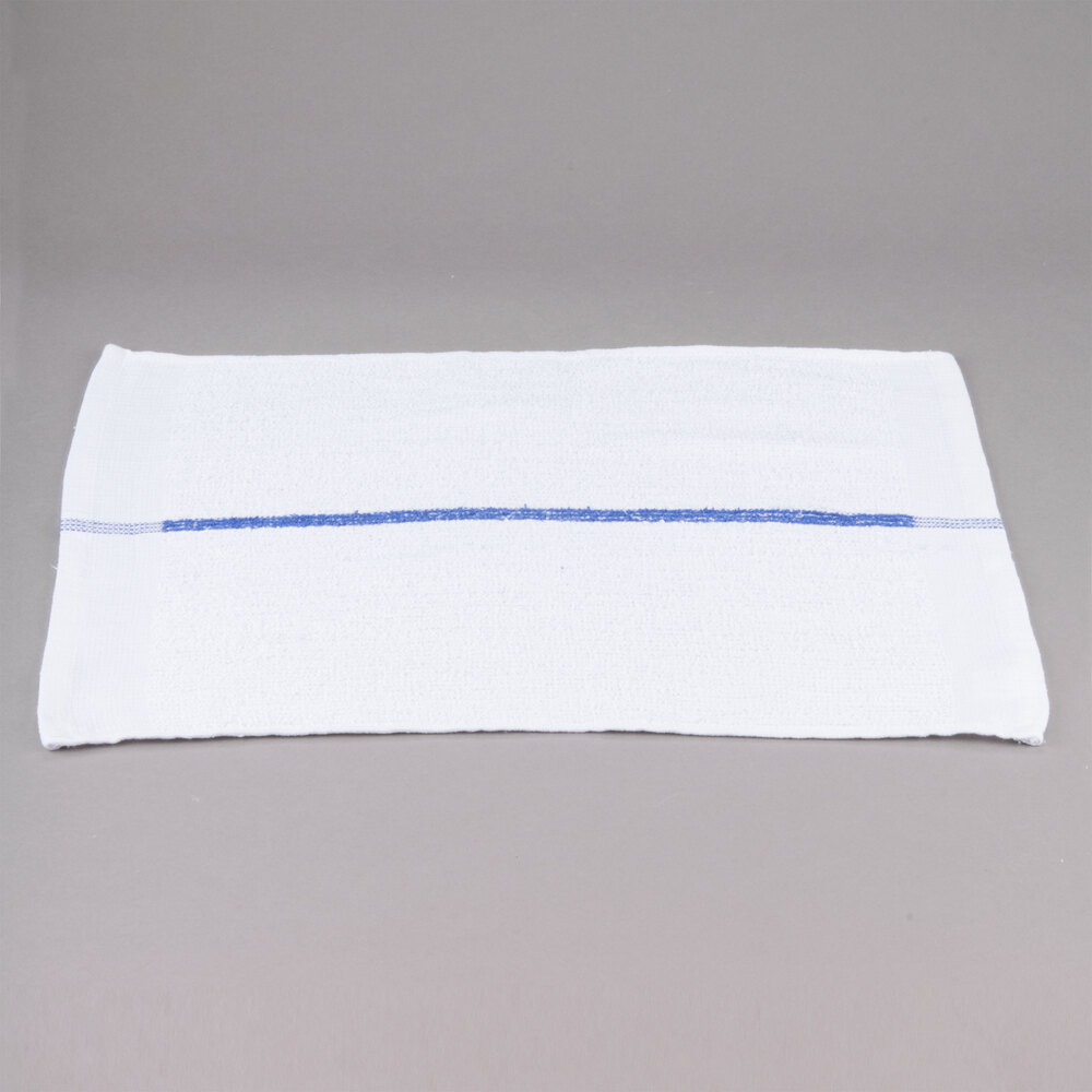 Chef Revival 16" x 19" Blue Stripe 28 oz. 100% Cotton Bar Towel - 12/Pack