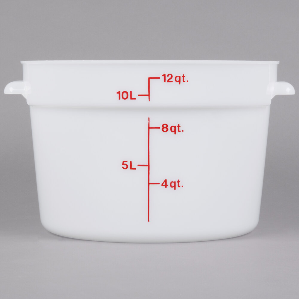 Cambro 12 Qt. White Round Polyethylene Food Storage Container