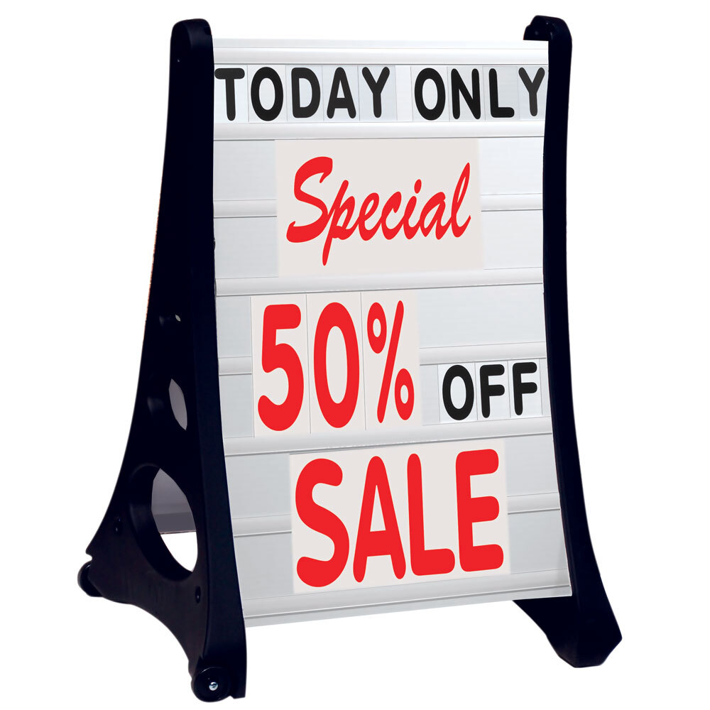 Aarco RAF-2 Roll A-Frame Two Sided White Letterboard with Stand and ...