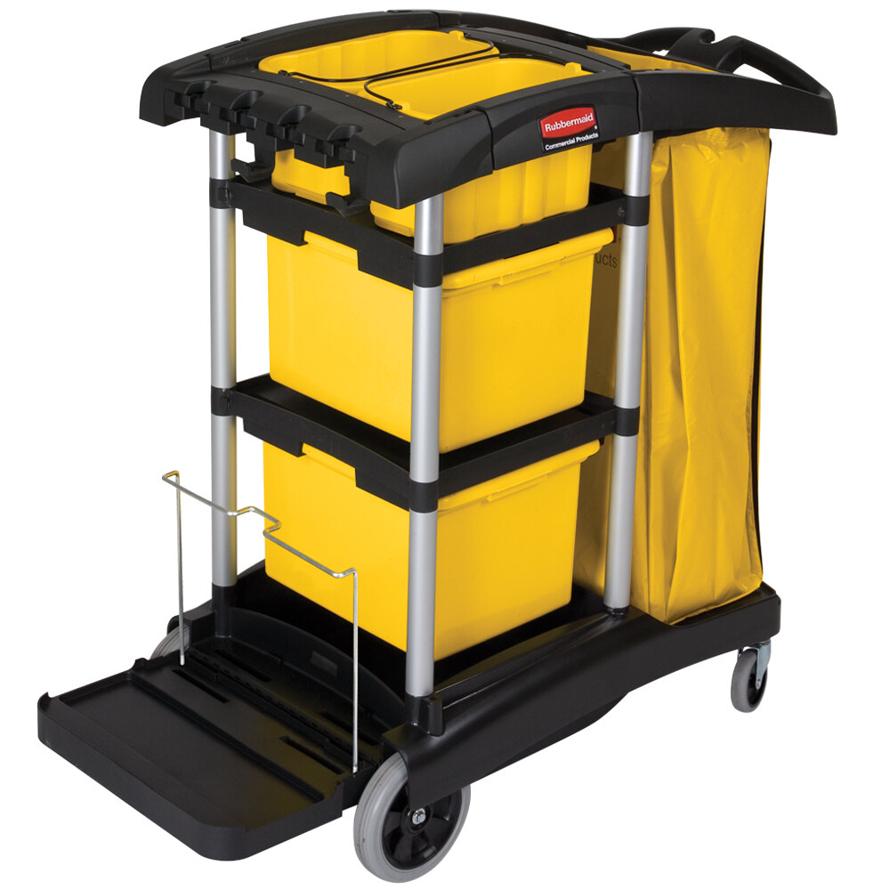 Rubbermaid® FG9T7300BLA HYGEN™ Microfiber High Capacity Janitor Cart ...