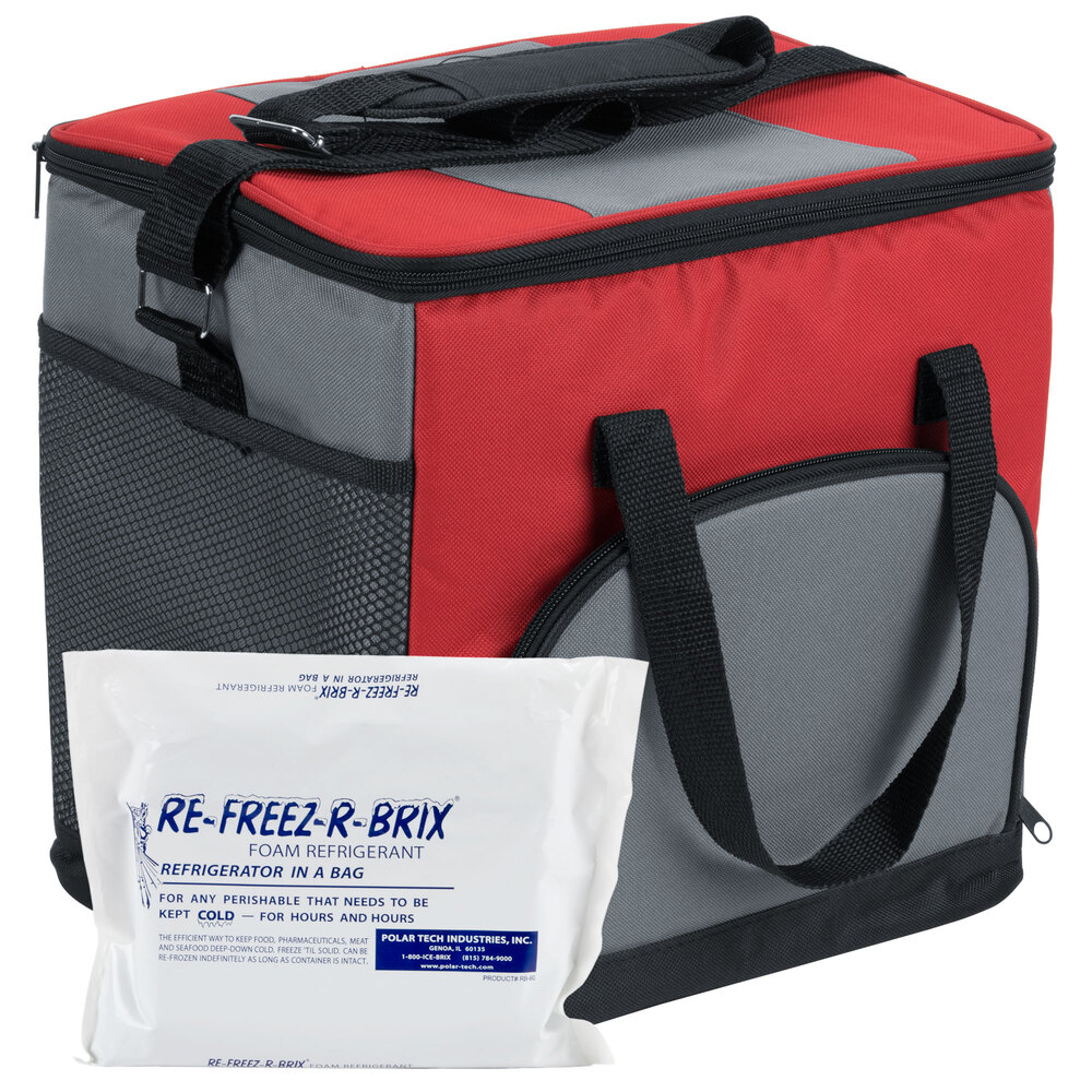 Choice Insulated Cooler Bag / Soft Cooler, Red Nylon 12" x 9" x 11 1/2 ...