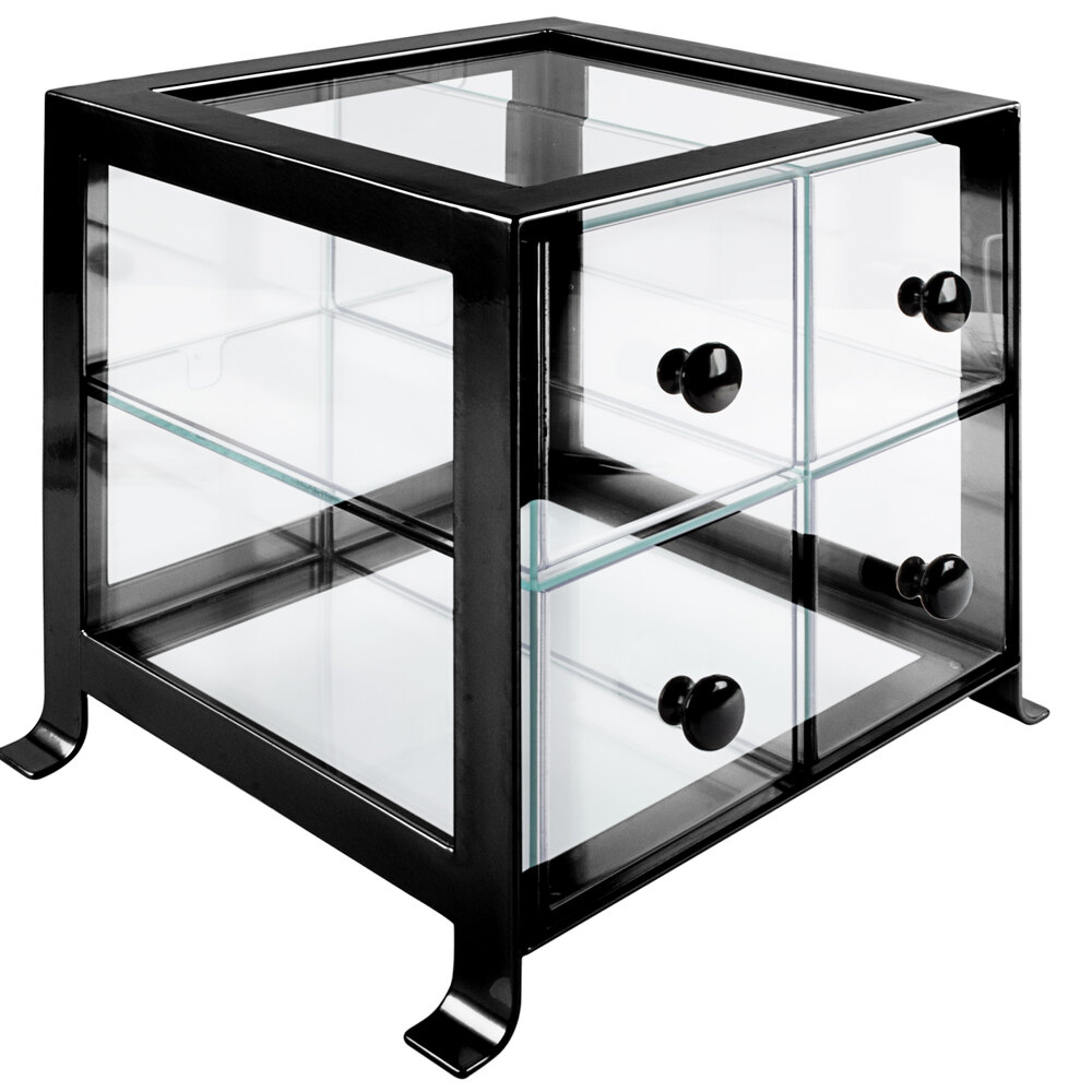 Four Drawer Bread Case - Black Steel, 14" x 13" x 14 1/4"