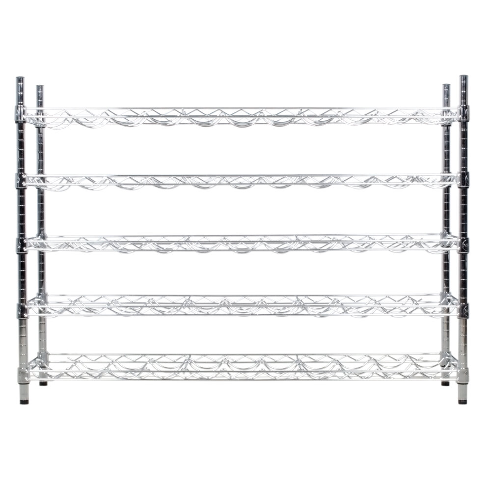 Regency 14" x 48" 5 Shelf 55-Bottle Wire Wine Rack with 34" Posts