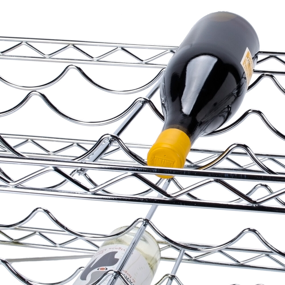 Regency 14" x 48" 3 Shelf 33-Bottle Wire Wine Rack with 14" Posts