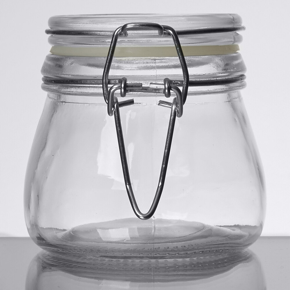 American Metalcraft HMMJ5 5 oz. Glass Miniature Hinged Apothecary Jar