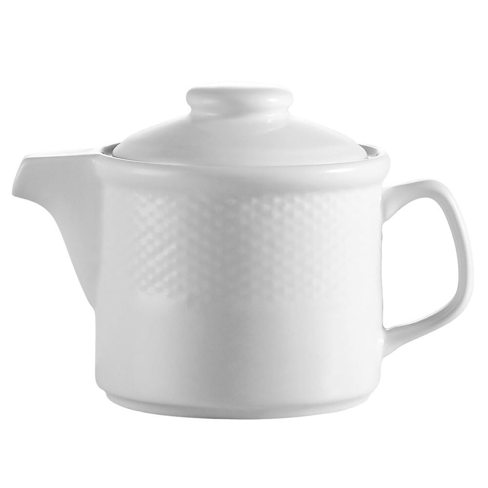 CAC BST-TP Boston 15 oz. Super Bright White Embossed Porcelain Teapot ...