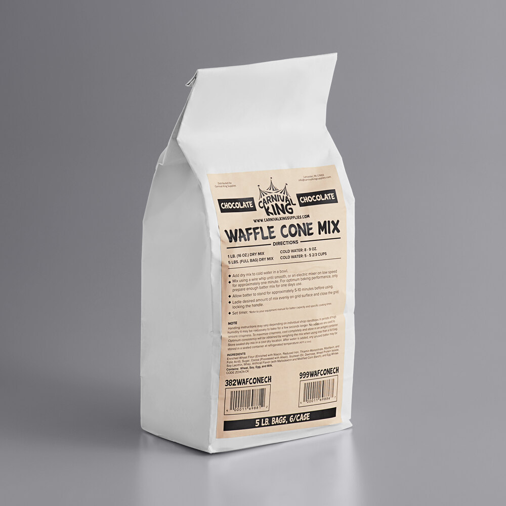Carnival King Chocolate Waffle Cone Mix 5 lb. Bag - 6/Case
