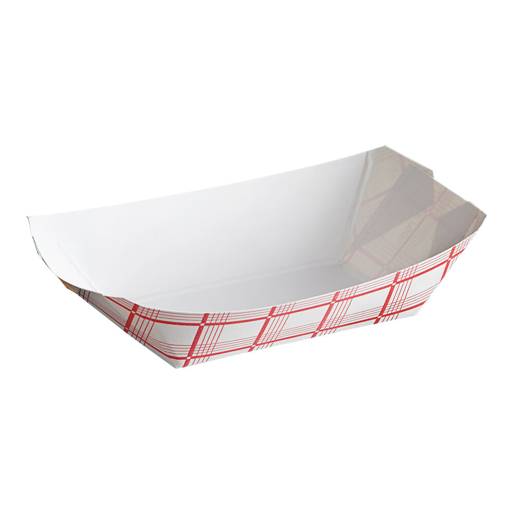 #50 1/2 lb. Red Plaid Paper Food Tray - 250/Pack