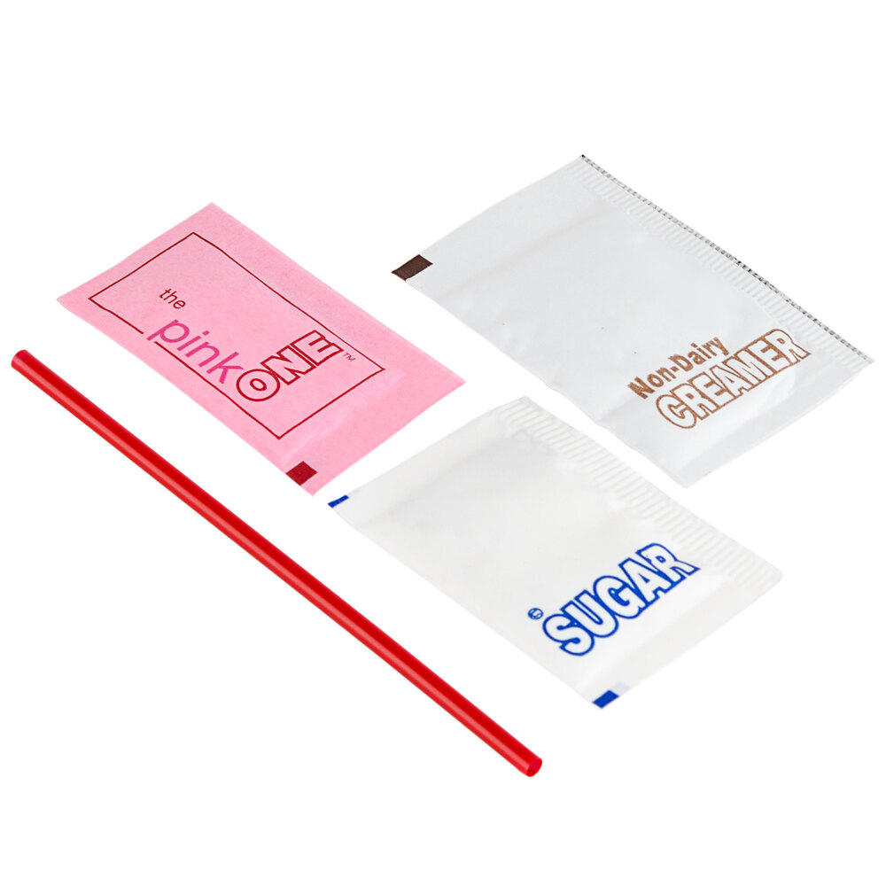 Single Serve Black & Gold Coffee Condiment Kit in Bulk