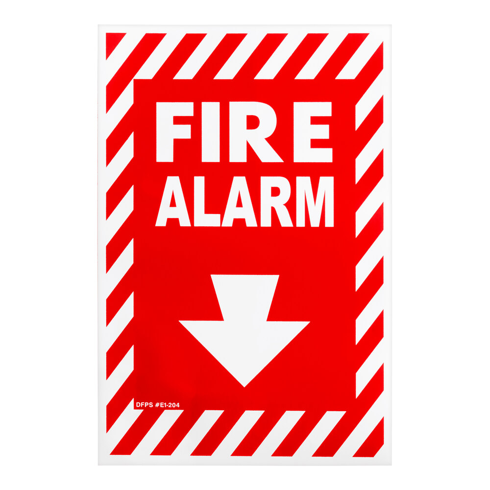 Buckeye Fire Alarm Adhesive Label with Border - Red and White, 13" x 8"