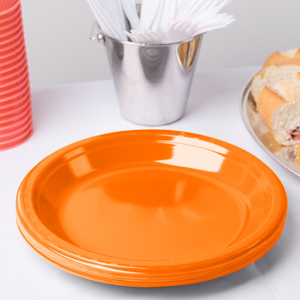 Creative Converting 28191031 10" Sunkissed Orange Plastic Plate - 240/Case