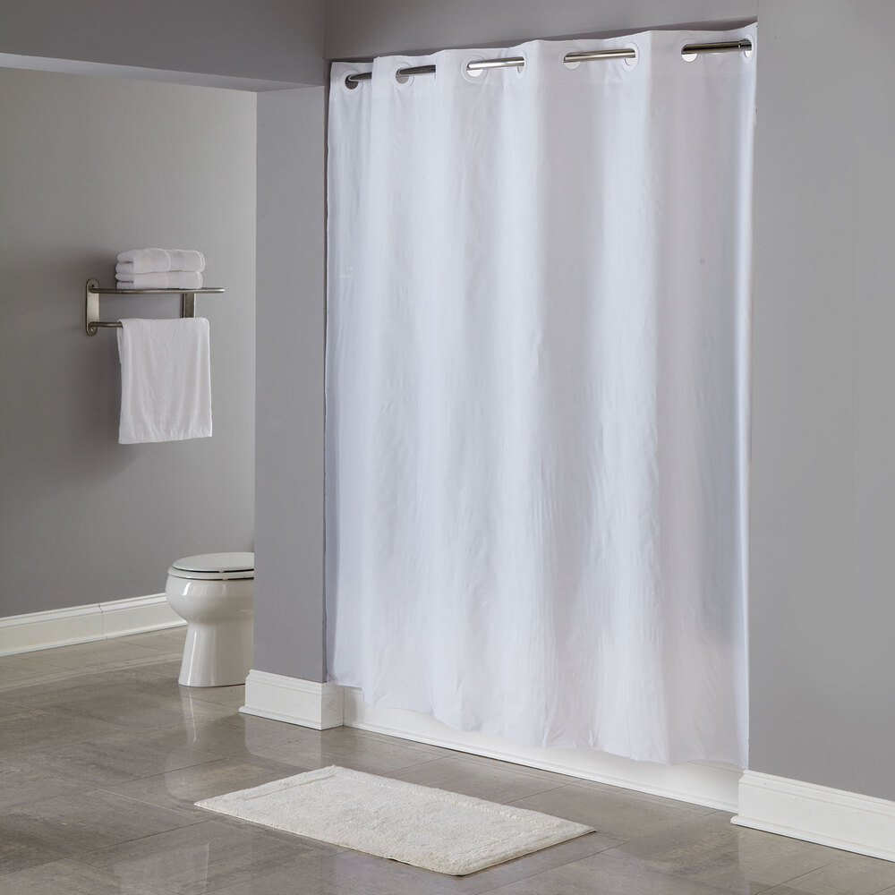 Hookless HBH04PDT01L White 8-Gauge Pin Dot Shower Curtain with Matching ...