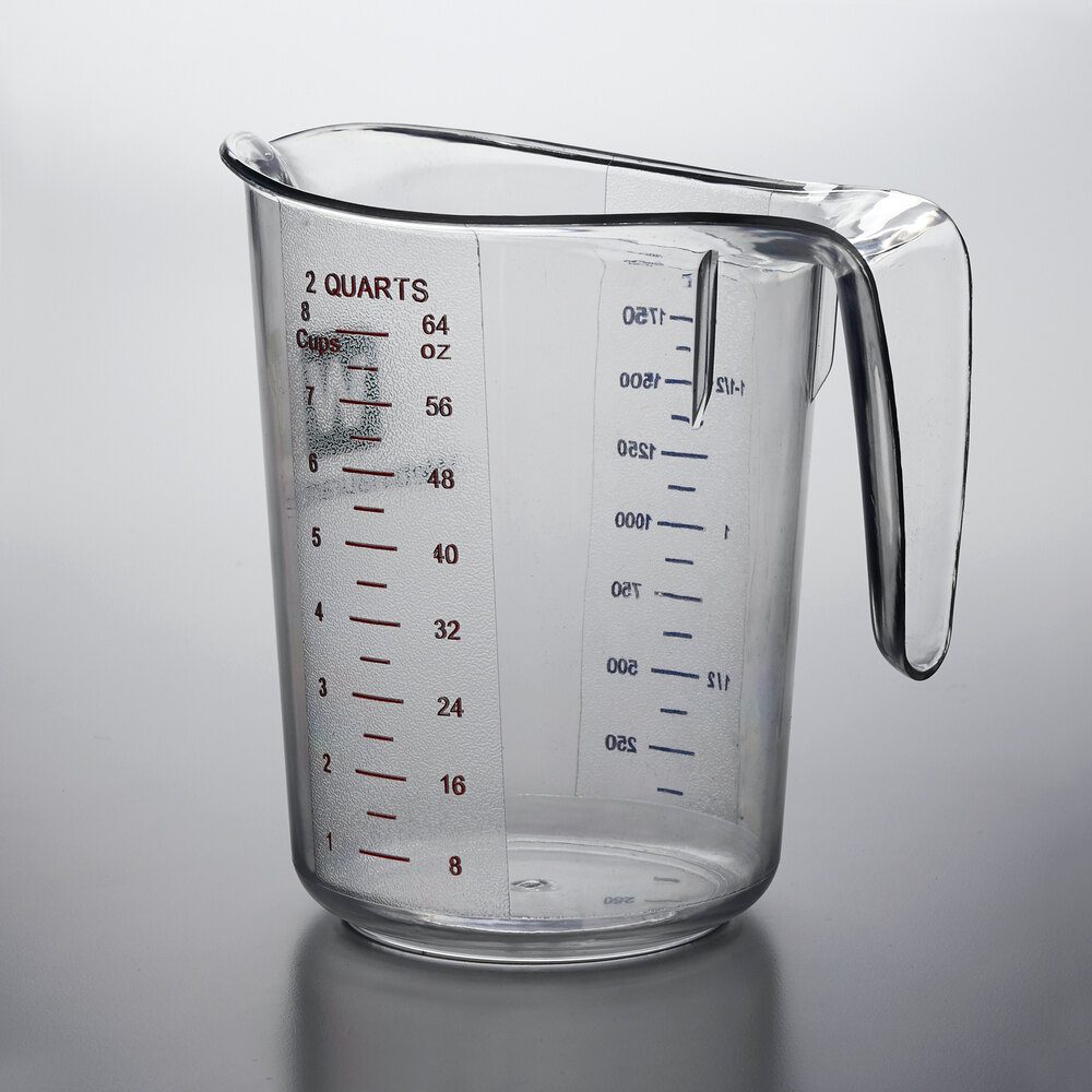 WebstaurantStore 2 Qt. (8 Cups) Clear Polycarbonate Measuring Cup