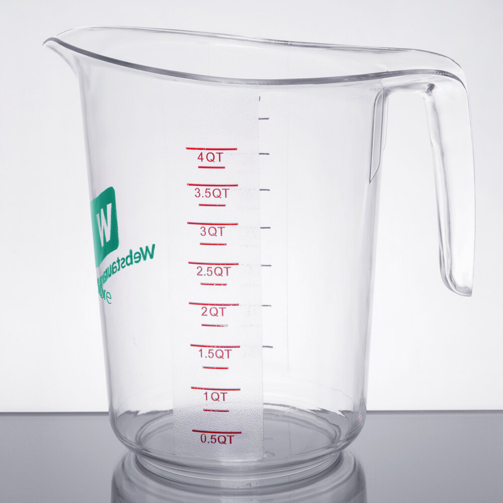 WebstaurantStore 4 Qt. (16 Cups) Clear Plastic Measuring Cup