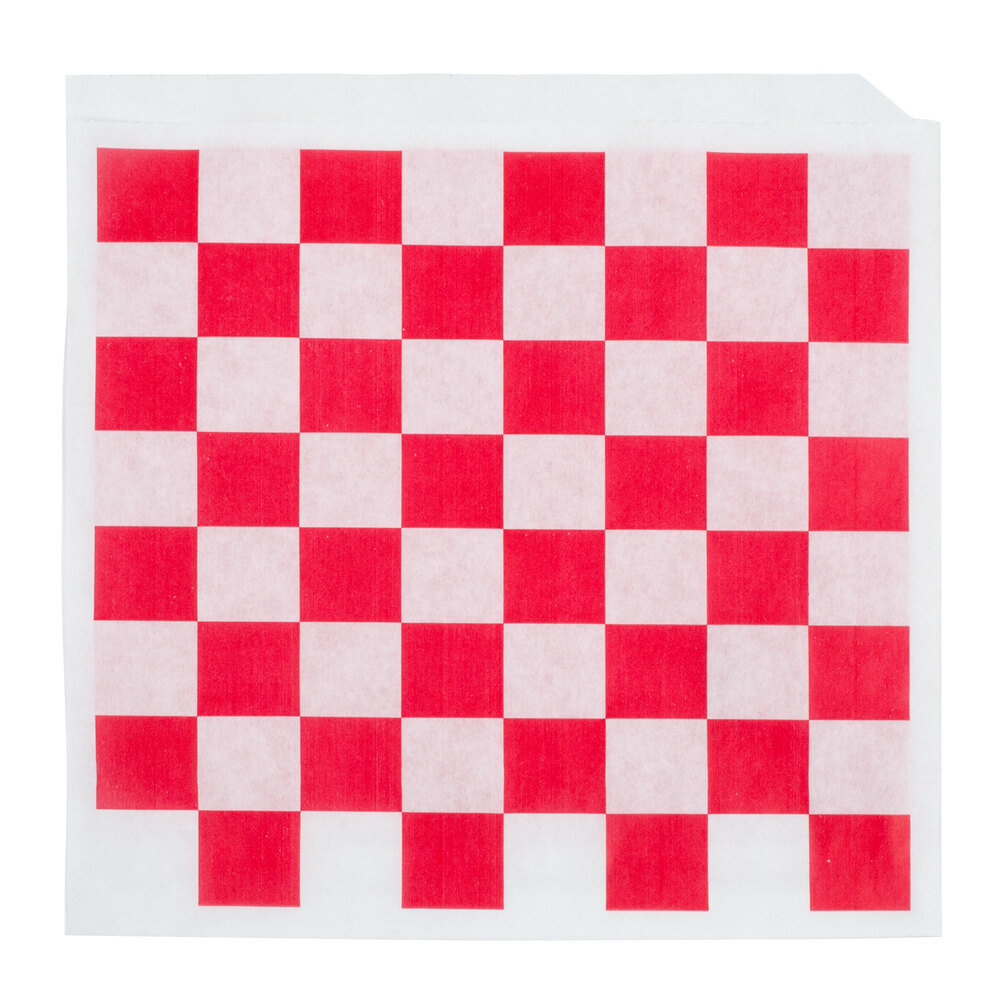 Choice 7" x 6 1/2" Red Check Wire Cone Basket Liner / Deli Wrap ...