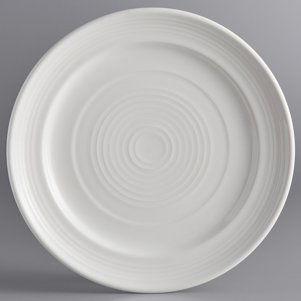 Tuxton CWA-104 Concentrix 10 1/2" White China Plate - 12/Case