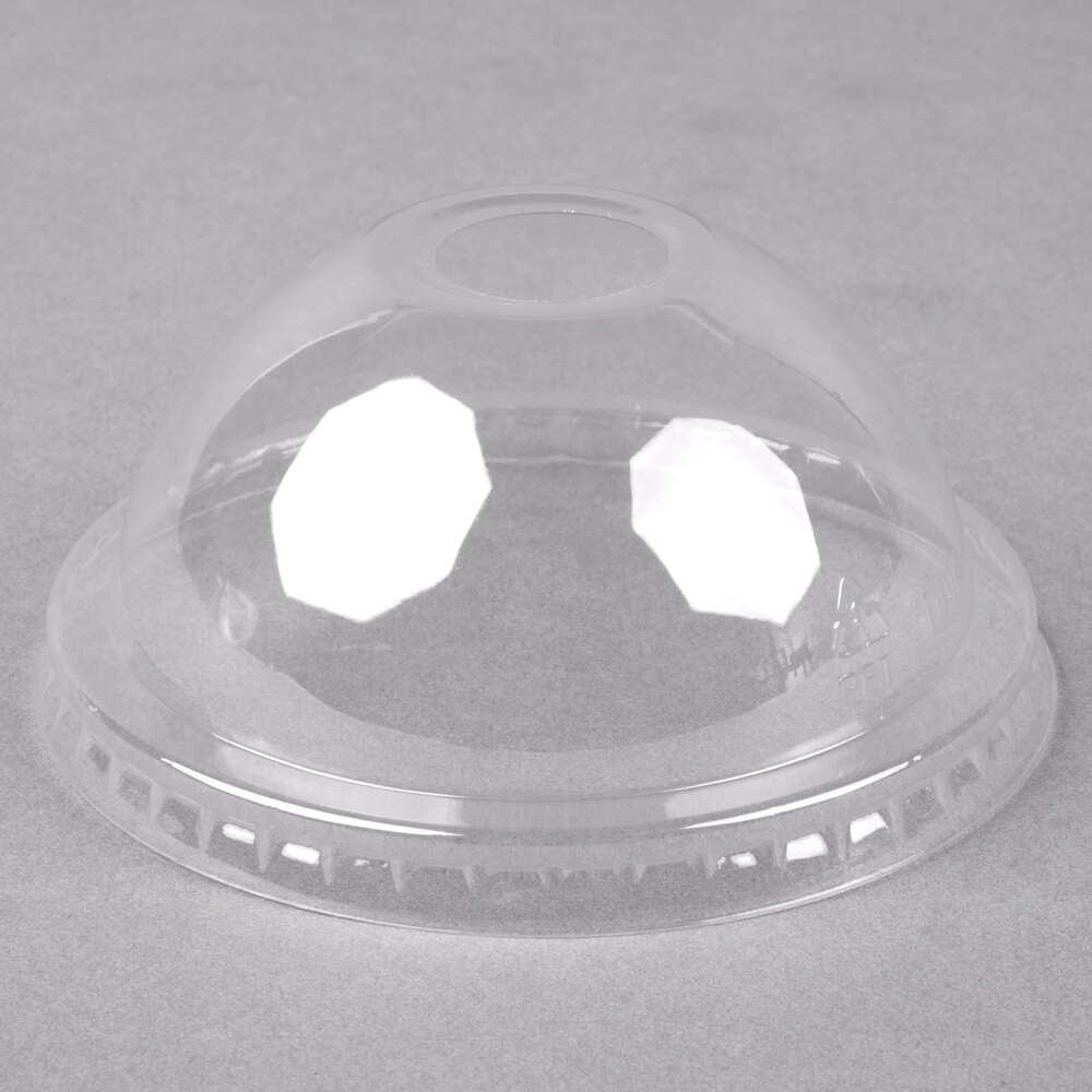 Choice 9, 12, 16, 20, and 24 oz. Clear Dome Lid with Hole - 1000/Case
