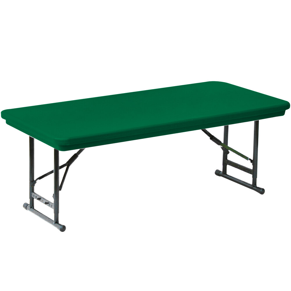 Correll Adjustable Height Folding Table, 30" x 60" Plastic, Green ...