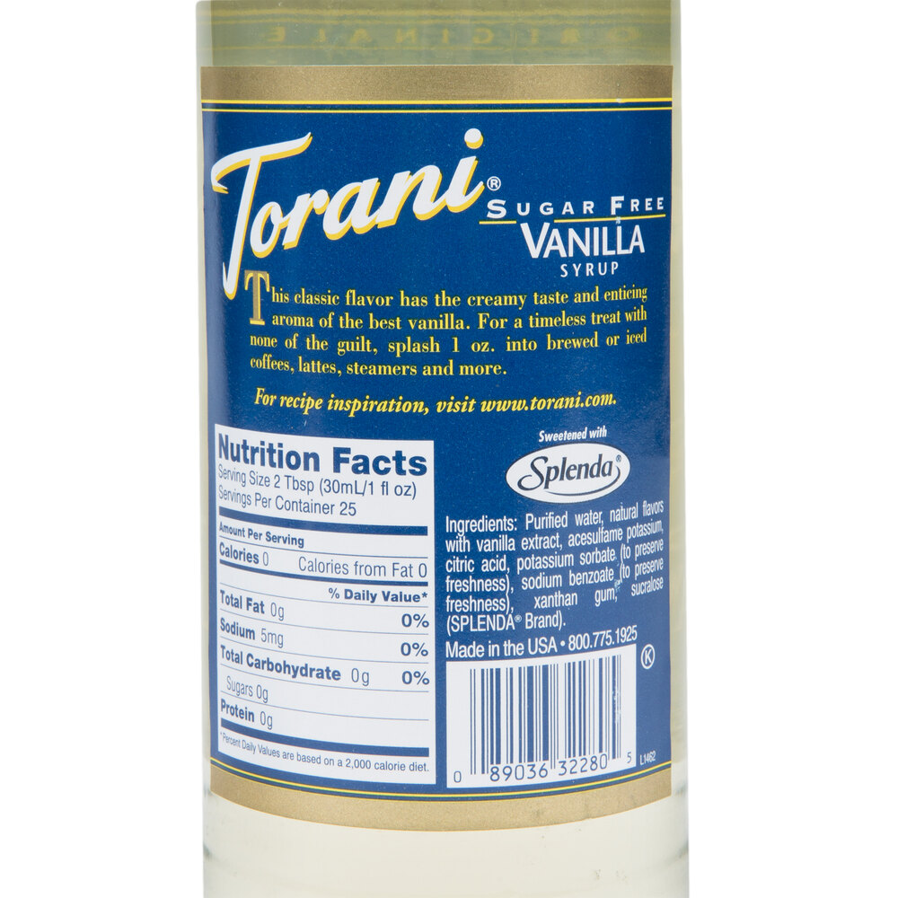 Torani Sugar Free Vanilla Syrup - 750 mL