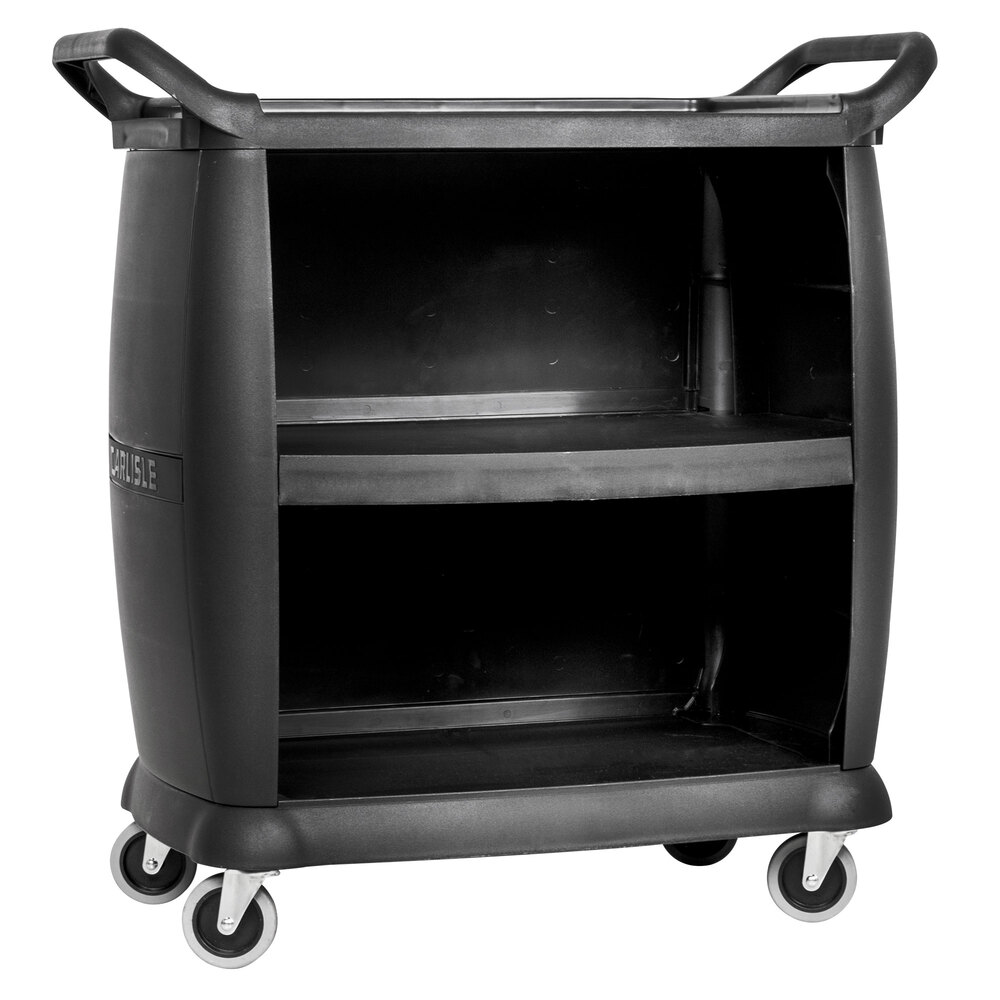 Carlisle CC2036P03 3 Shelf Black Utility / Bus Cart with Panels - 300 ...