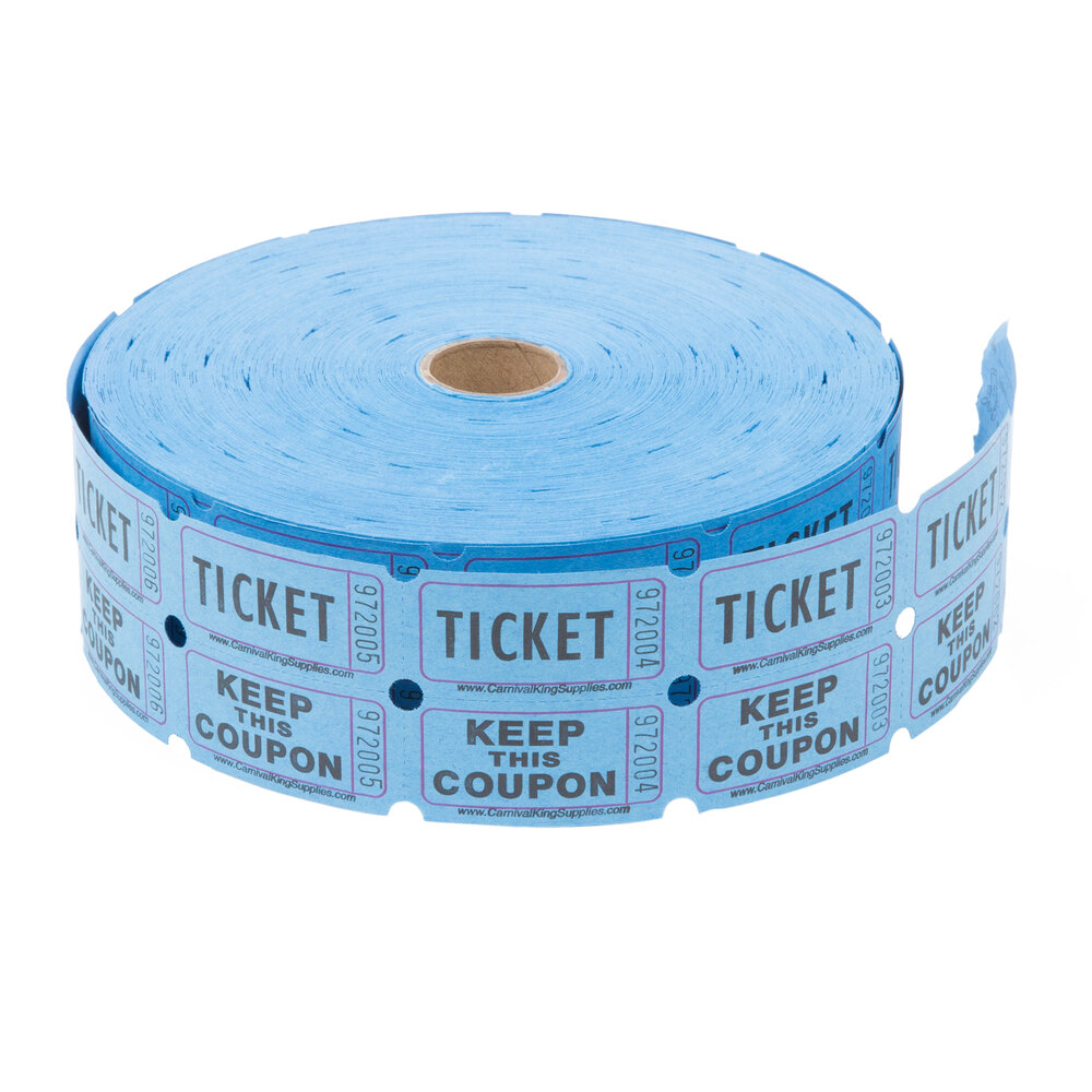 Carnival King Blue 2-Part Raffle Tickets - 2000/Roll