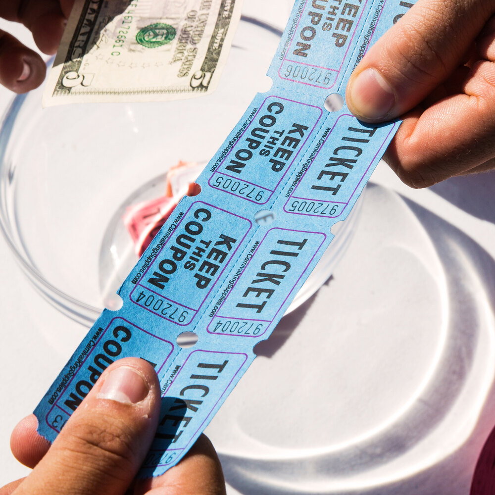 Carnival King Blue 2-Part Raffle Tickets - 2000/Roll