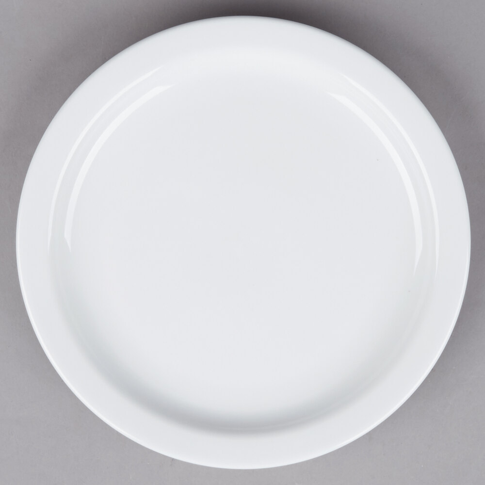 Tuxton CLA-090 Colorado 9" Bright White Narrow Rim China Plate - 24/Case